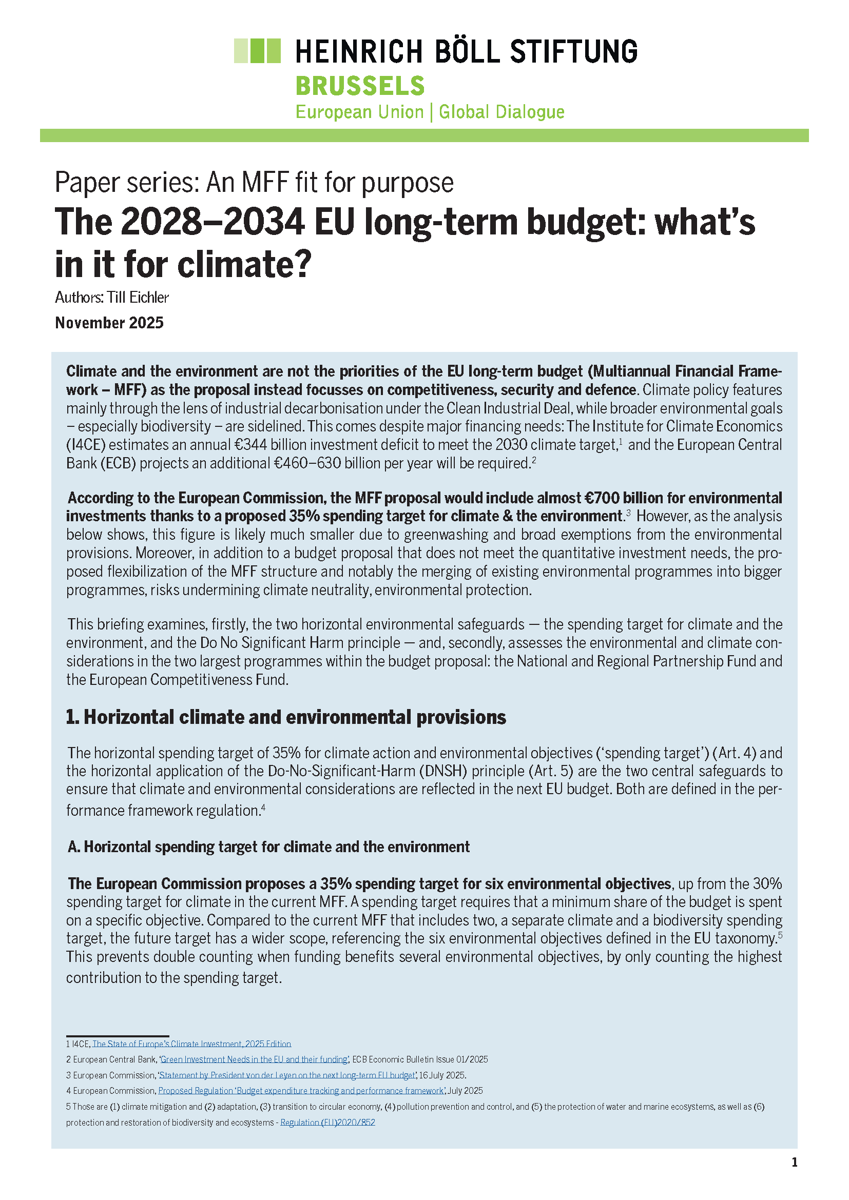 The 2028–2034 EU long-term budget: what’s in it for climate? | Heinrich ...