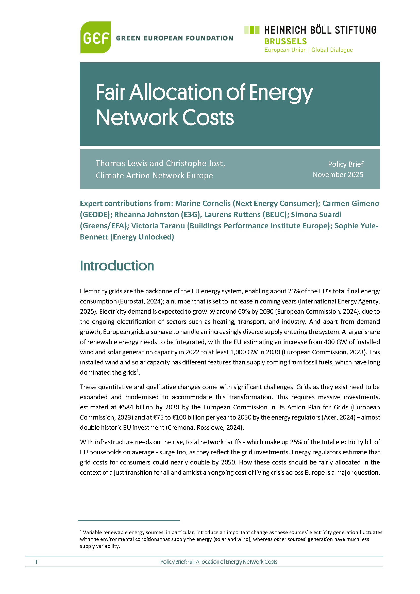 Fair allocation of energy network costs | Heinrich Böll Stiftung ...