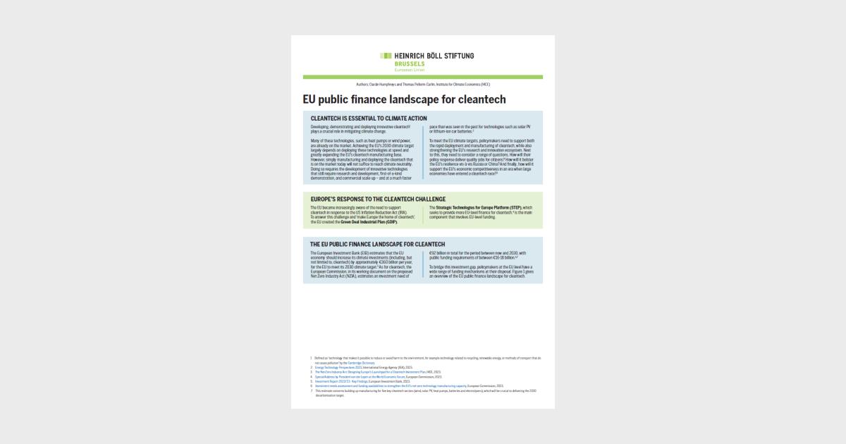 EU public finance landscape for cleantech | Heinrich Böll Stiftung ...